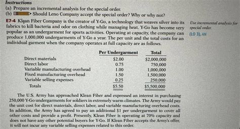 Solved A Prepare An Incremental Analysis For The Special