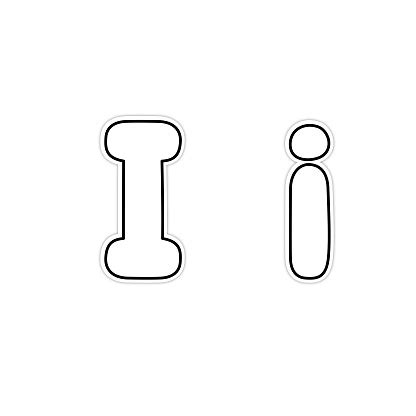 Vector Illustration Of Letter I Uppercase And Lowercase Sticker Font