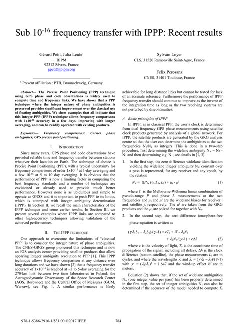 Pdf Sub 10 −16 Frequency Transfer With Ippp Recent Results