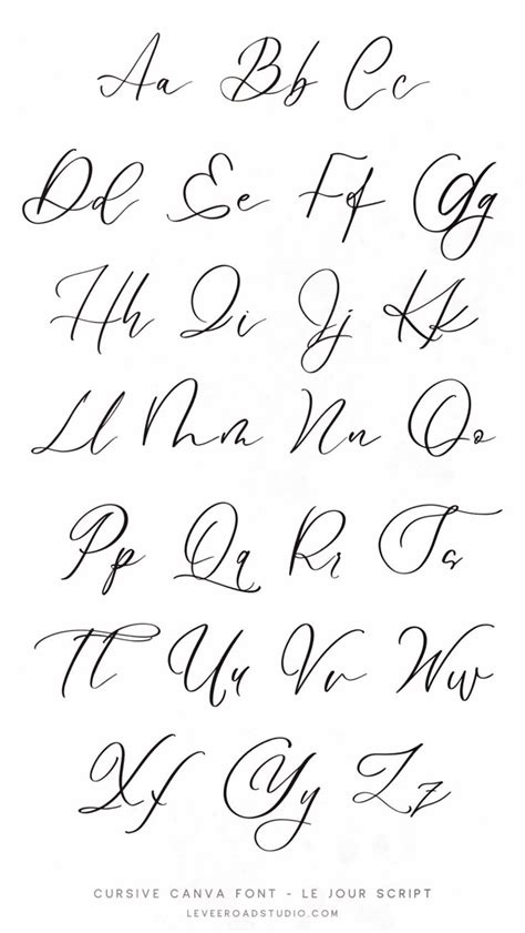Free Cursive Font Alphabet Le Jour Script Font