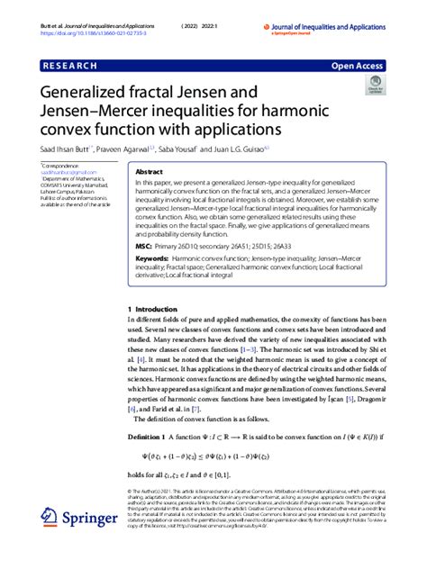 Pdf Generalized Fractal Jensen And Jensenmercer Inequalities For