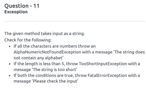 Solved Question 11 Exceoption The Given Method Takes Input