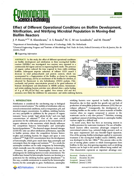 Pdf Effect Of Different Operational Conditions On Biofilm Development