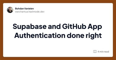Supabase And Github App Authentication Done Right Rsupabase