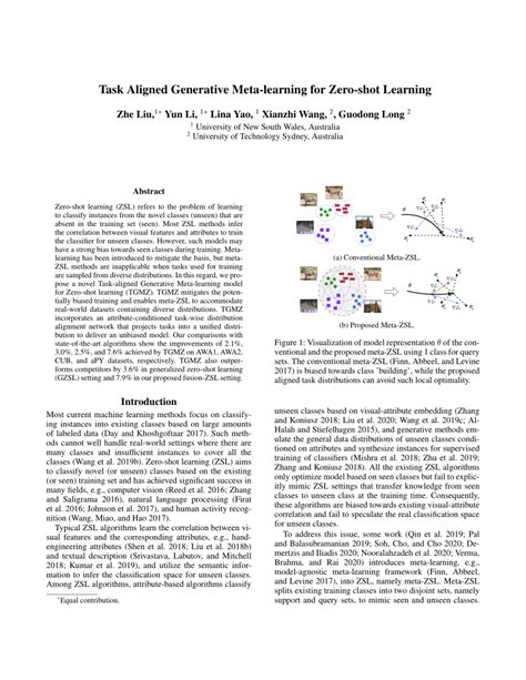Pdf Task Aligned Generative Meta Learning For Zero Shot Learning