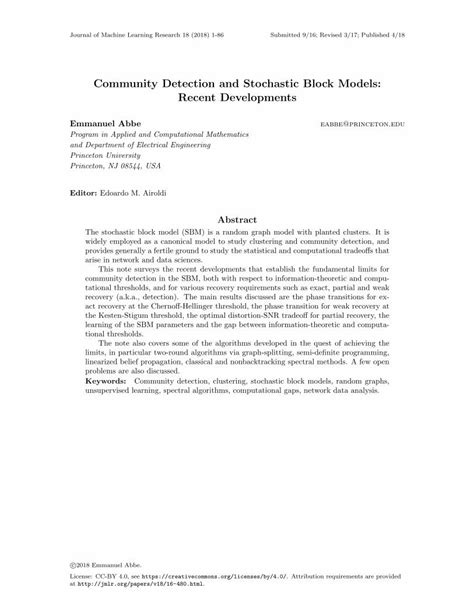 Pdf Community Detection And Stochastic Block Models … Community Detection And Stochastic