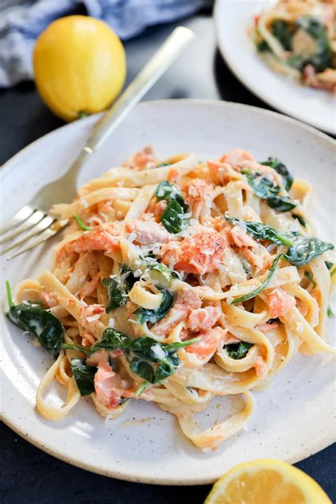 The Easiest Creamy Lemon Salmon Pasta Recipe With Greens Cake N Knife