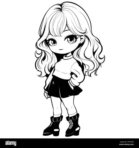 Simple Female Vector Cute Chibi Fashionable Flat Vector Stock Vector