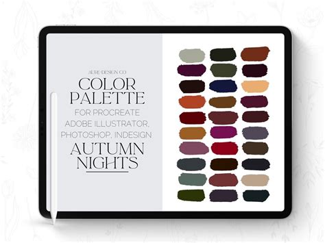 Fall Procreate Color Palette Autumn Nights Fall Color Scheme For Adobe Illustrator Indesign