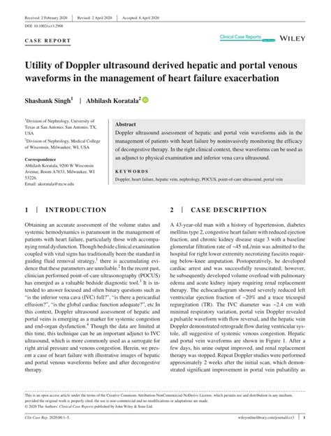 Pdf Utility Of Doppler Ultrasound Derived Hepatic And Portal Venous Waveforms In The