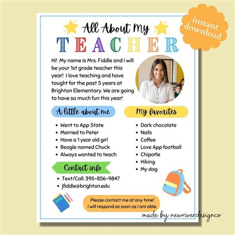 Get To Know My Teacher Template Content Calendar Template