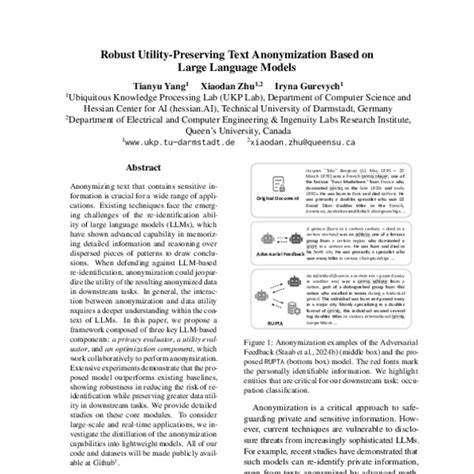 Robust Utility Preserving Text Anonymization Based On Large Language Models Acl Anthology