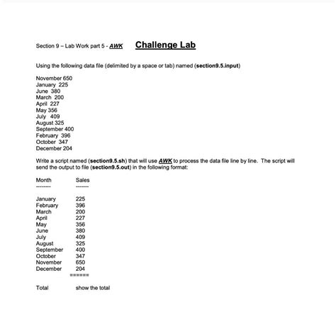 Solved Section 9 Lab Work Part 5 Awk Challenge Lab Using