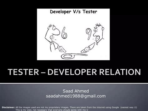 Tester Developer Relation Ppt