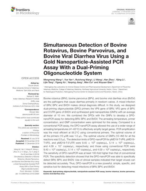 Pdf Simultaneous Detection Of Bovine Rotavirus Bovine Parvovirus