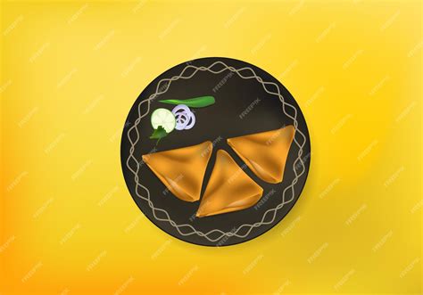 방글라데시와 인도의 사모사 일반 길거리 음식 프리미엄 벡터