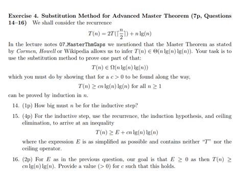 Solved Exercise Substitution Method For Advanced Master Chegg