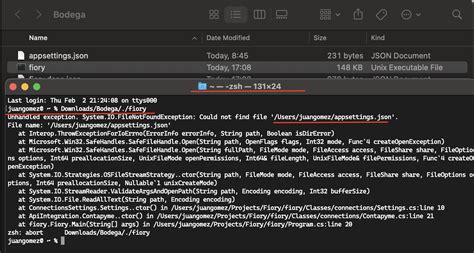 [macos] console application issue recognizing the file path