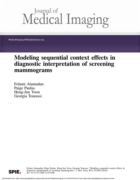 pdf modeling sequential context effects in diagnostic interpretation of screening mammograms