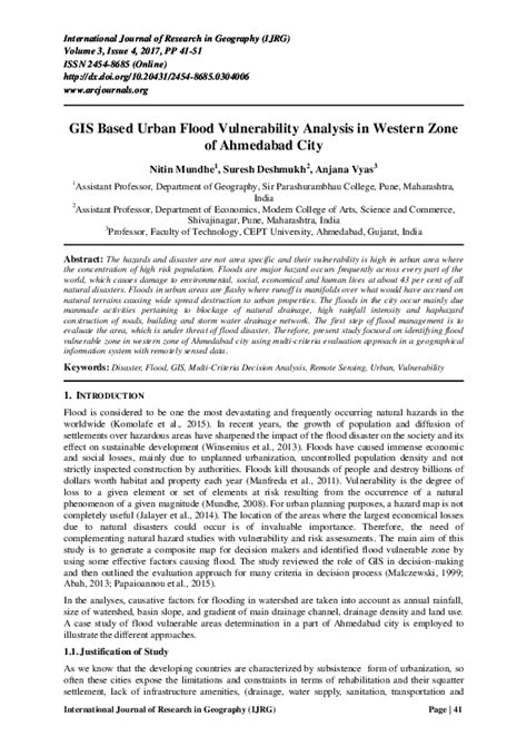 Pdf Gis Based Urban Flood Vulnerability Analysis In Western Zone Of Pdf Gis Based Urban Flood Vulnerability Analysis In Western Zone Of
