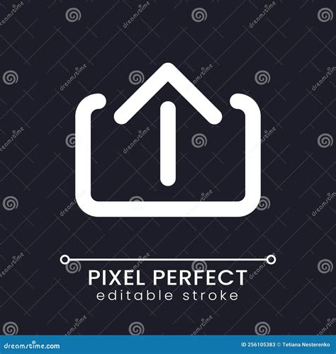Upload Pixel Perfect White Linear Ui Icon For Dark Theme Stock Vector