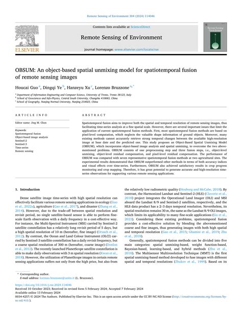 Pdf Obsum An Object Based Spatial Unmixing Model For Spatiotemporal