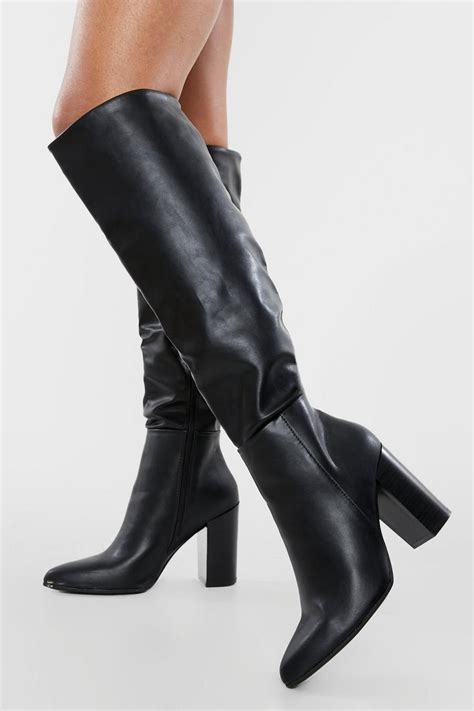 Black Leather Boots Knee High With Heel At Sebastian Quintero Blog