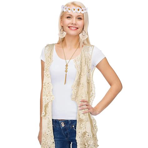 Retro Vintage 60 Talet 70 Talet Cosplay Kostym Kläder Tillbehör Set Mockaväst Hippie Dam