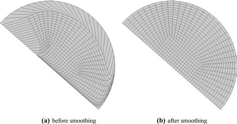 First Quadrilateral Mesh Before And After Smoothing By The Proposed
