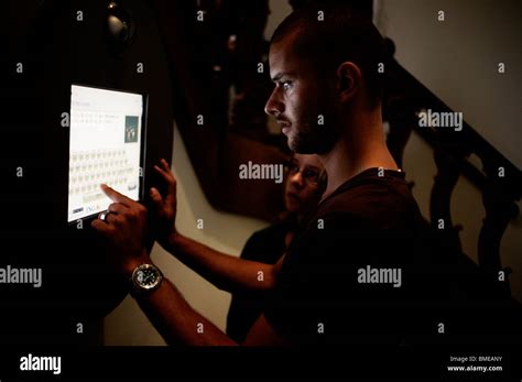 Man Using Touch Screen Computer Stock Photo Alamy