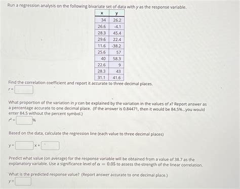 Solved Run A Regression Analysis On The Following Bivariate Chegg