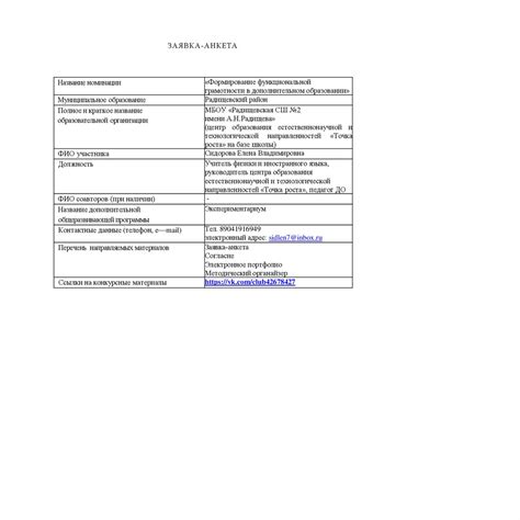 Визитная карточка участника Online Presentation