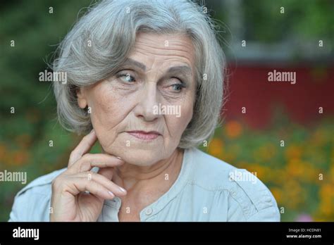 Senior Sad Woman Stock Photo Alamy