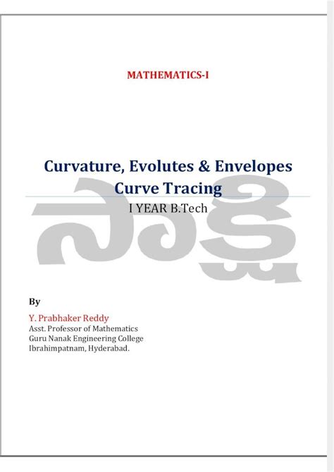 Pdf Curvature Evolutes And Envelopes Curve Tracing Dokumentips