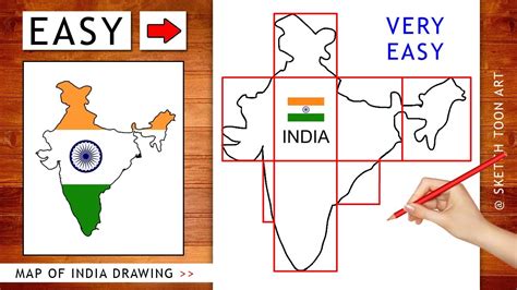 India Map Outline Drawing Easy Using Grid Method Easy Trick To Draw India Map Using Gridlines