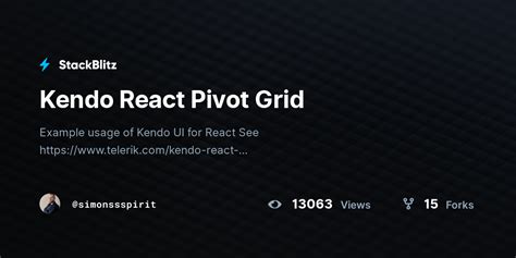 Kendo React Pivot Grid Stackblitz