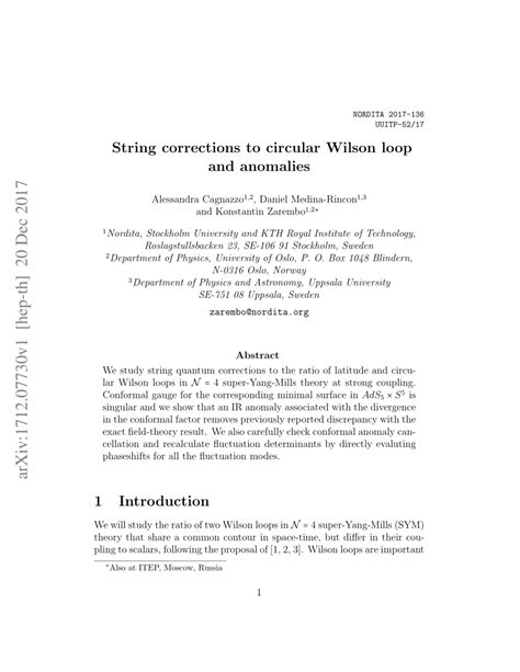 Pdf String Corrections To Circular Wilson Loop And Anomalies