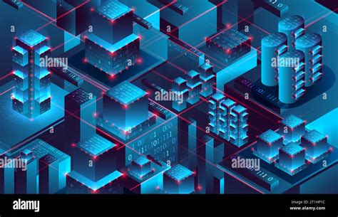 Isometric Big Data Flow Processing Concept Database Abstract Technology Background Vector