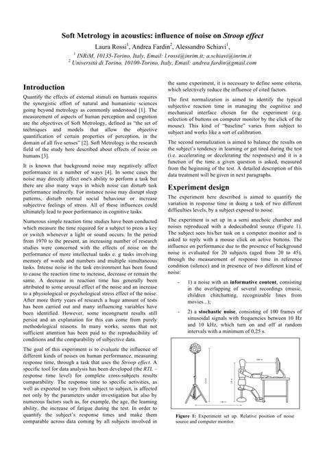 Pdf Soft Metrology In Acoustics Influence Of Noise On Stroop Effect