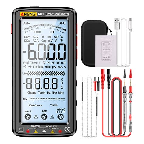 681 Full Screen Digital Multimeter Lcd Screen Multimeter Usb Li Battery Charging