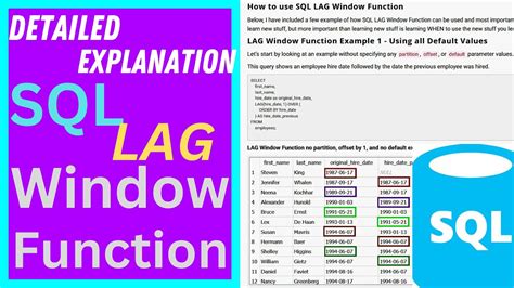 SQL LAG Window Function Detailed Explanation With Code Examples YouTube