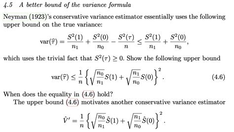 Solved 4 5 A Better Bound Of The Variance Formula Neyman