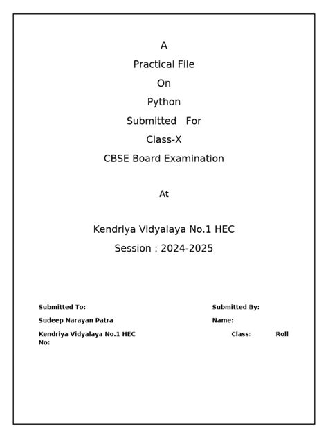 Practical File Front Page Pdf