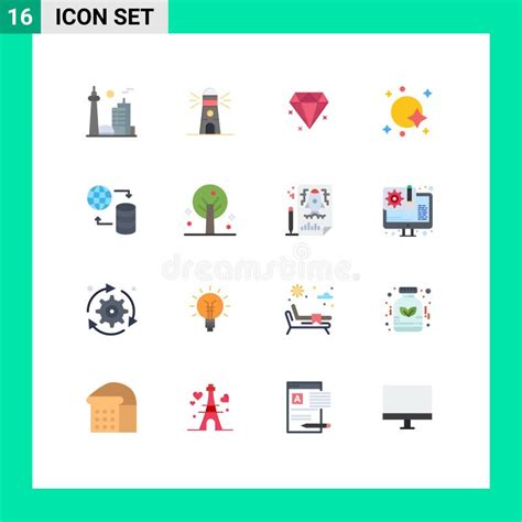 16 Flat Color Concept For Websites Mobile And Apps World Spaceship House Space Galaxy Stock