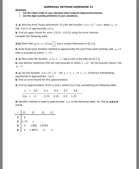 Solved Numerical Methods Homework 1 Directions • Use The