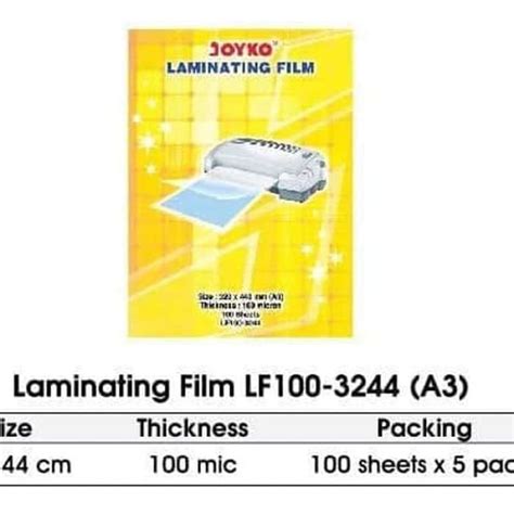 Promo Plastik Laminating A3 By Joyko A9 Terbaik Diskon 2 Di Seller Sn Jaya Cengkareng Timur