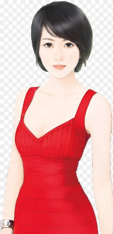 手绘红裙短发女子png图片素材下载图片编号qgebwxoz 免抠素材网