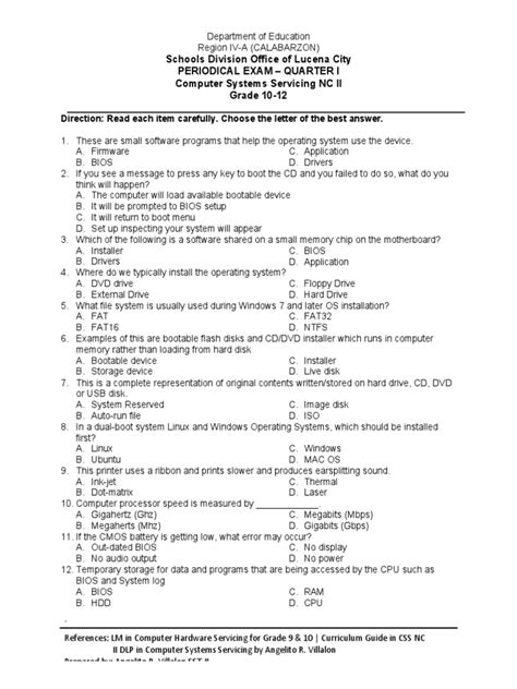 Computer Servicing System Pdf Booting Installation Computer