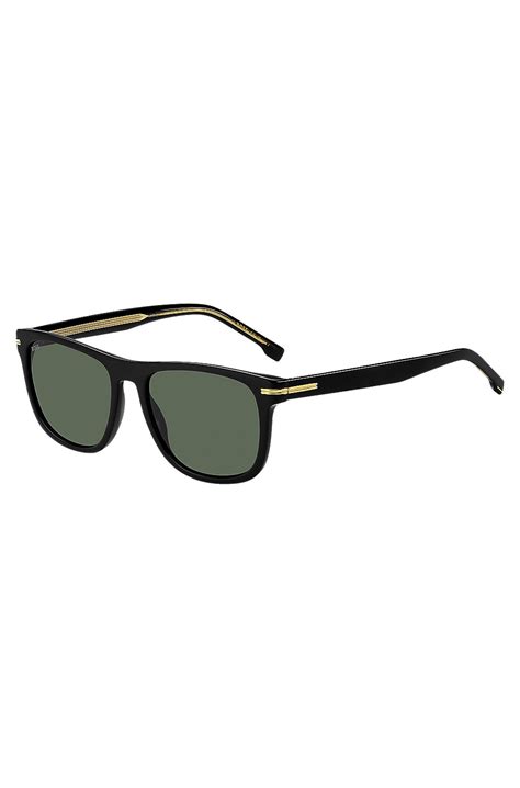 Boss Black Acetate Sunglasses With Gold Tone Hardware Black
