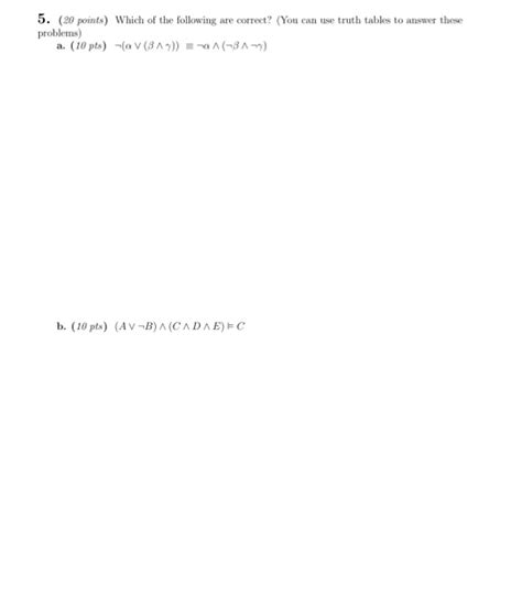 Solved 5 20 Points Which Of The Following Are Correct